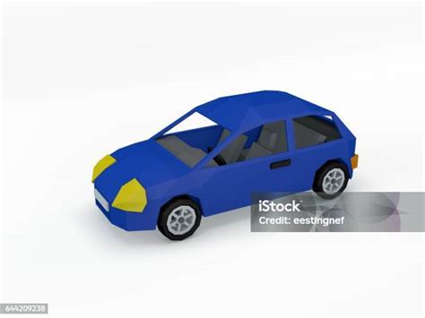 다각형 자동차입니다 흰색 배경에 고립 3d 렌더링 그림입니다 0명에 대한 스톡 벡터 아트 및 기타 이미지 0명 3차원 형태