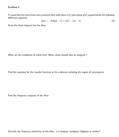 solved problem 5 a causal discrete time linear