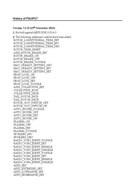 Fsuipc 7 History History Of Fsuipc Version 73 15th November 2022