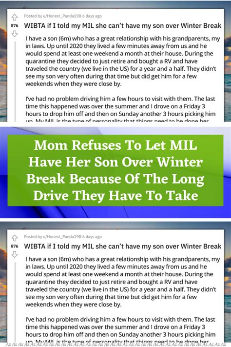 Mom Refuses To Let Mil Have Her Son Over Winter Break Because Of The