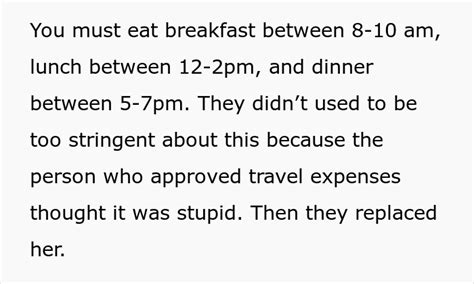 Employee Is Told To Have Their Meals Only During Assigned Time Periods