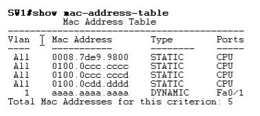 Computer Networks Switch MAC Address Tables