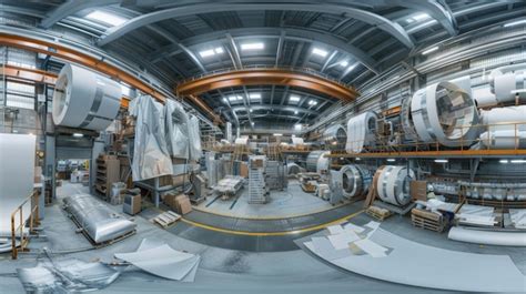 Panoramic View Of Composite Materials Manufacturing Plant Industrial Scale And Production