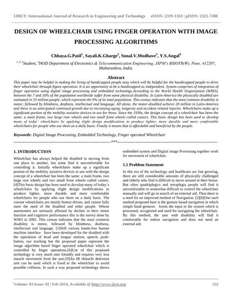 Pdf Design Of Wheelchair Using Finger Operation With Image Processing