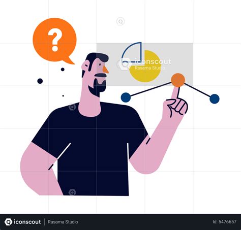 best premium confused man doing data analysis illustration download in