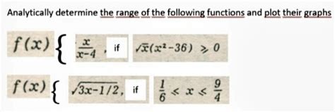 Solved Analytically Determine The Range Of The Following Functions And