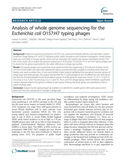 Solution Analysis Of Whole Genome Sequencing For The Escherichia Coli