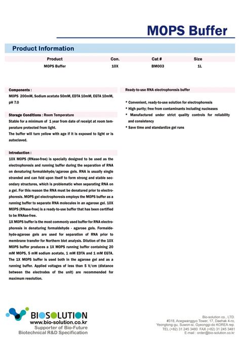 Bm003 10x Mops Buffer Biosolution