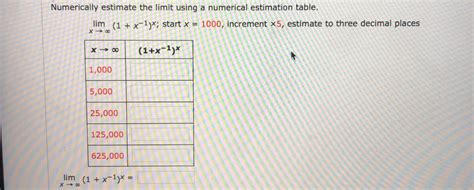 Solved Numerically Estimate The Limit Using A Numerical