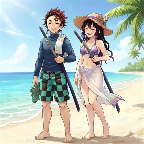 Tanjiro Kamado And Shinobu Kocho At The Beach By Shockwave199 On Deviantart