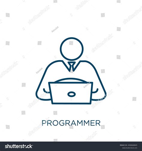 Programmer Icon Thin Linear Programmer Outline Stock Vector Royalty Free 2088668845 Shutterstock