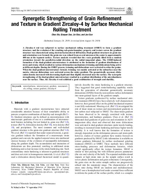 Pdf Synergetic Strengthening Of Grain Refinement And Texture In