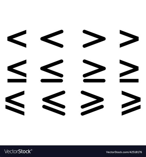 Set Of Greater Than Or Less Than Mathematics Vector Image