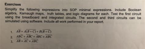Solved Exercises Simplify The Following Expressions Into SOP Chegg