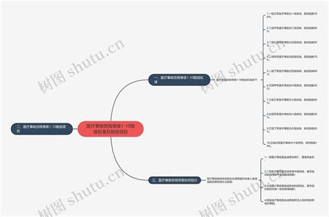 医疗事故伤残等级1 10赔偿标准及赔偿项目思维导图编号p7078180 Treemind树图