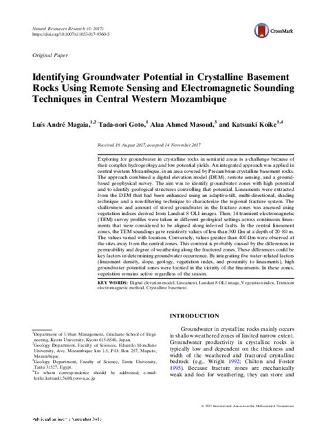 Pdf Identifying Groundwater Potential In Crystalline Basement Rocks