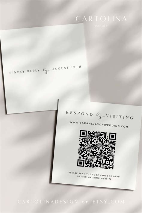 SARAH Wedding Rsvp QR Code Card Template Minimal QR Code Response Card