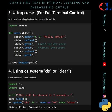Python Coding On Instagram Unprinting Text In Python Clearing And