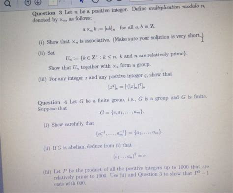 Solved Let N Be A Positive Integer Define Multiplication Chegg