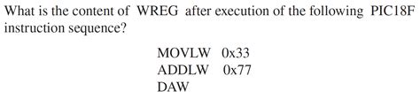 Solved What Is The Content Of Wreg After Execution Of The