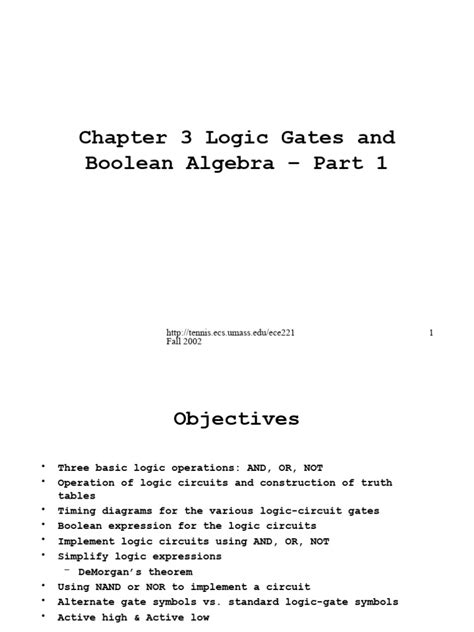 Ece221 Notes Chapter 3 Part 1 Pdf Logic Gate Boolean Algebra