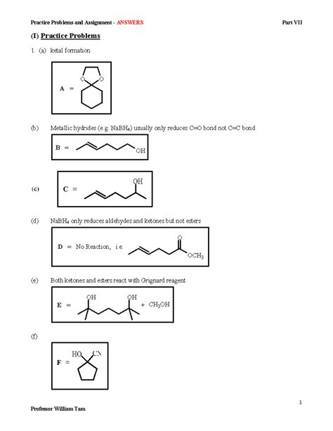 Chem2700 2720 Part 7 Practice Problems And Assignment Answers 1 I