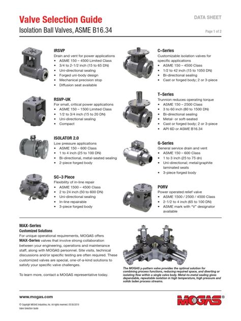Data Sheet Valve Selection Guide En Pdf Valve Manufactured Goods