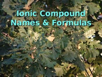 Names And Formulas Of Ionic Compounds By Organized Science By Lucy Organ