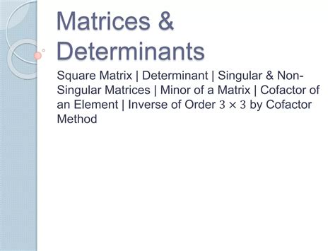 Inverse Of Matrices By Cofactor Method Pptx
