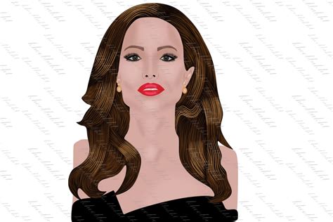 خرید و قیمت دانلود طرح وکتور آنجلینا جولی ستاره ی هالیوود با لبانی قرمز