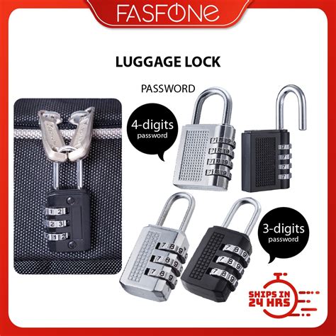 Travel Padlock Zinc Alloy Password Lock Luggage Bag Kunci Locker 4 Digits 3 Digit Shopee Malaysia