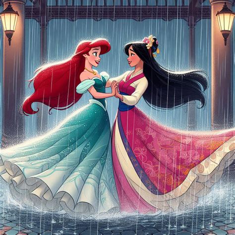 Mulan And Ariel Dancing In The Rain By Chryslerfire On Deviantart