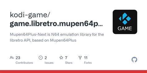 GitHub Kodi Game Game Libretro Mupen64plus Nx Mupen64Plus Next Is