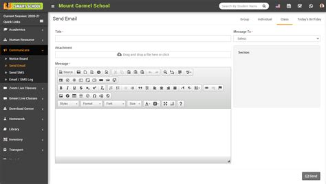 How To Send Email Smart School School Management System By Qdocs