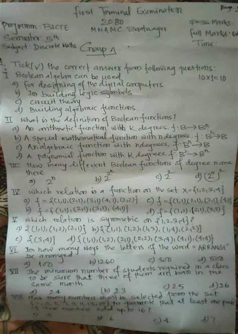 Discrete Mathematics Old Questions Noted Insights