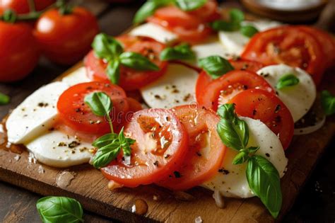 Ensalada De Mozzarella Y Tomate Ensalada Italiana Fresca Con Mozzarella Y Tomates En Tablero De