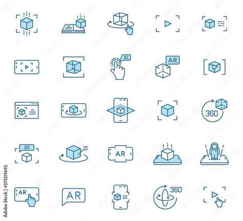 Augmented Reality Outline Vector Icons In Two Colors Ar And Virtual