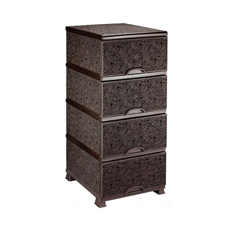 ᐉ Комод пластиковый Elif Plastik ажурный разборный на 4 ящика Коричневый 3 11 Ep133 • Купить в