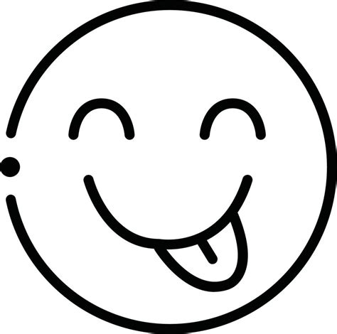 Silly Face Emoticon Black And White