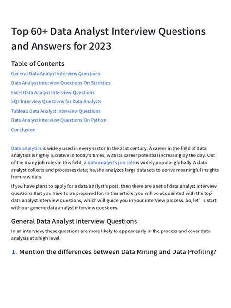 kenny 230718 top 60 data analyst interview questions and answers for