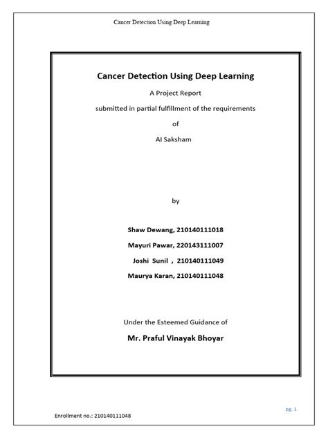 Report On Cancer Detection Using Deep Learning Pdf Deep Learning Brain Tumor