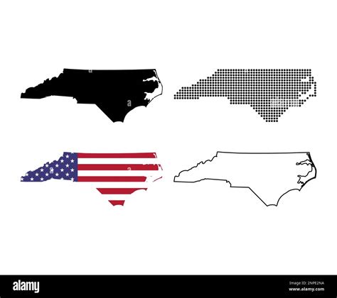 Set Of North Carolina Map United States Of America Flat Concept Vector Illustration Stock