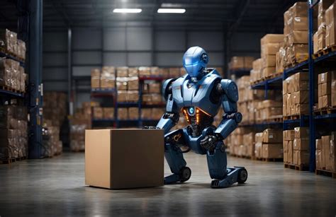 Premium Ai Image Robotic Humanoid Working In Warehouse Concept Futuristic Robotic Background