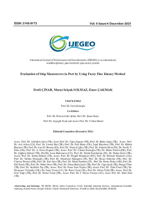 Pdf Evaluation Of Ship Manoeuvres In Port By Using Fuzzy Fine Kinney