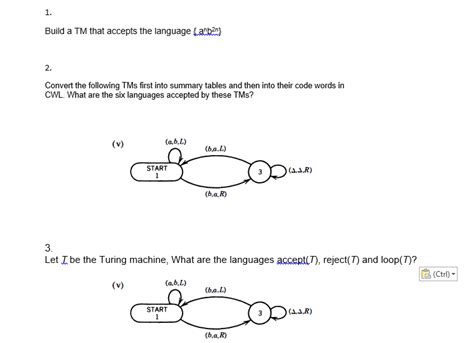Solved 1 Build A Tm That Accepts The Language Aab2n 2