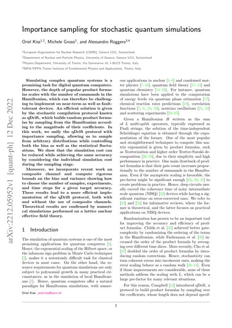 Pdf Importance Sampling For Stochastic Quantum Simulations
