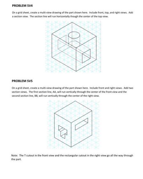Solved On A Grid Sheet Create A Multi View Drawing Of The