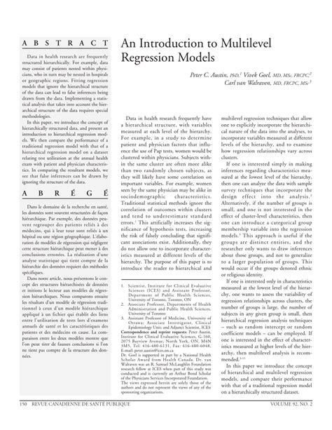 Pdf An Introduction To Multilevel Regression Models