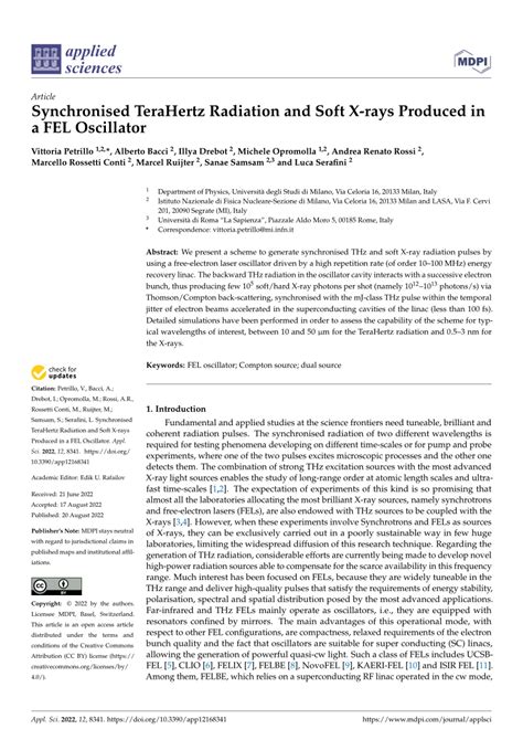 Pdf Synchronised Terahertz Radiation And Soft X Rays Produced In A
