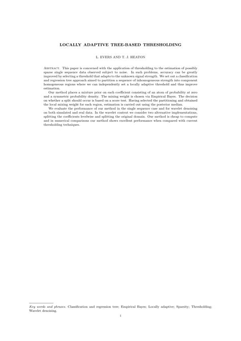 Pdf Locally Adaptive Tree Based Thresholding